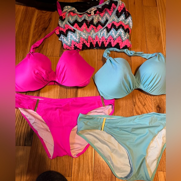 Victoria's Secret | Swim | 2 Victorias Secret Bikinis Plus Matching Coverup Barbie Pink And Teal ...